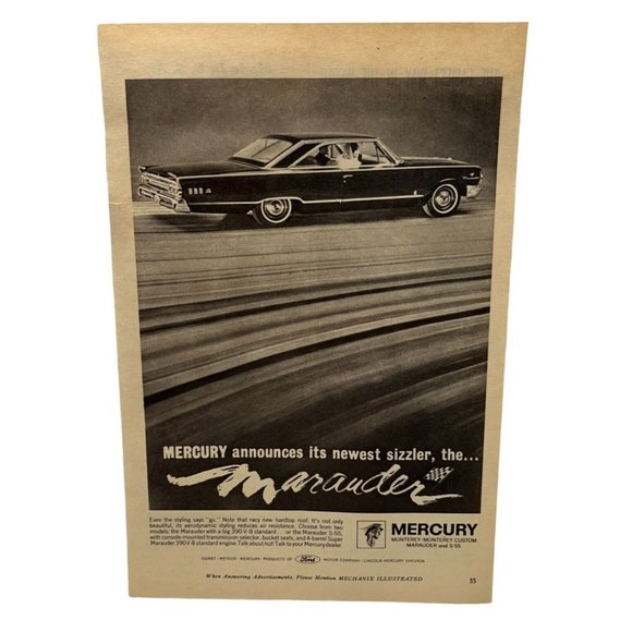 Art | Vintage 1963 Print Ad Ford Mercury Marauder S55 Auto V8 Original ...